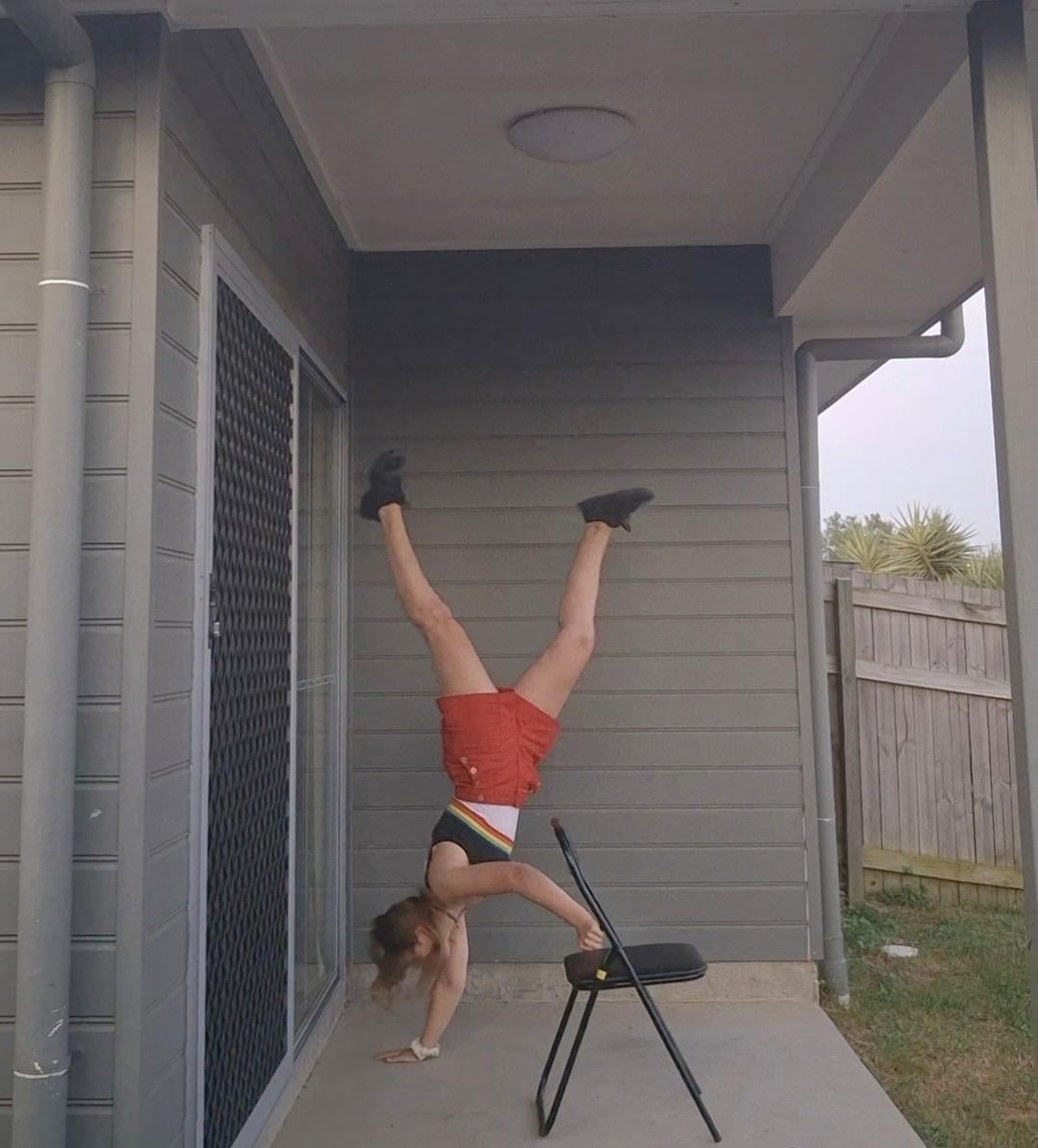 Trying to learn a one armed handstand after breaking left shoulder ...